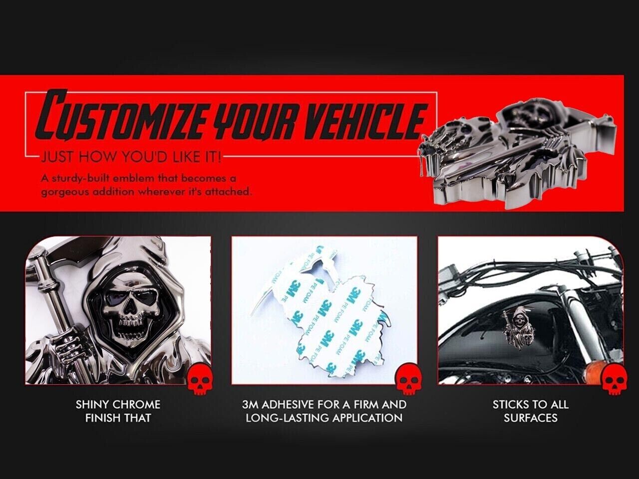 3D Grim Reaper Decal for any Flat Surface - Chrome Black Car Decals Sk ...