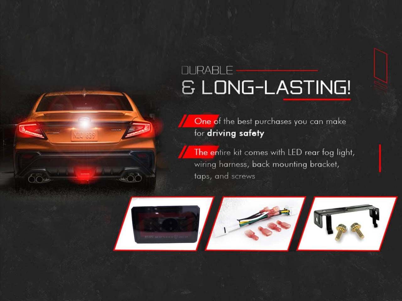 F1 LED Rear Fog Light Kit Brake Light Smoked RD/BK For 2022+ Subaru WR ...