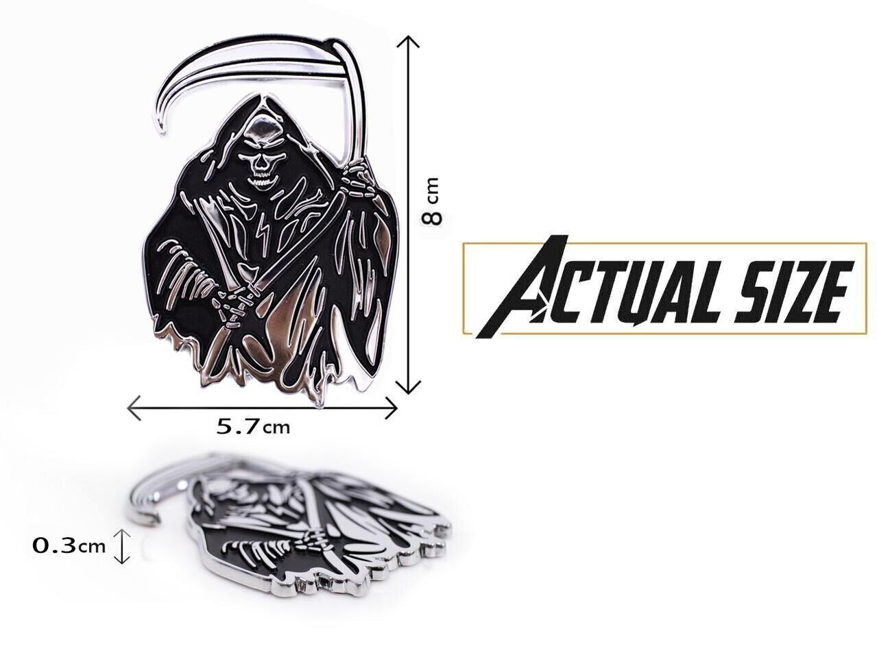 3D Grim Reaper Metal Emblem Auto Flat Surface - Chrome Car Decals Skul ...