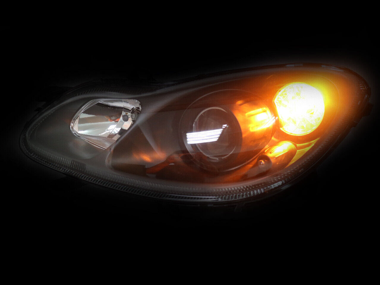 Assembly Headlight Lamp Clear Lens/Black base For 07-14 Smart Car Fort ...