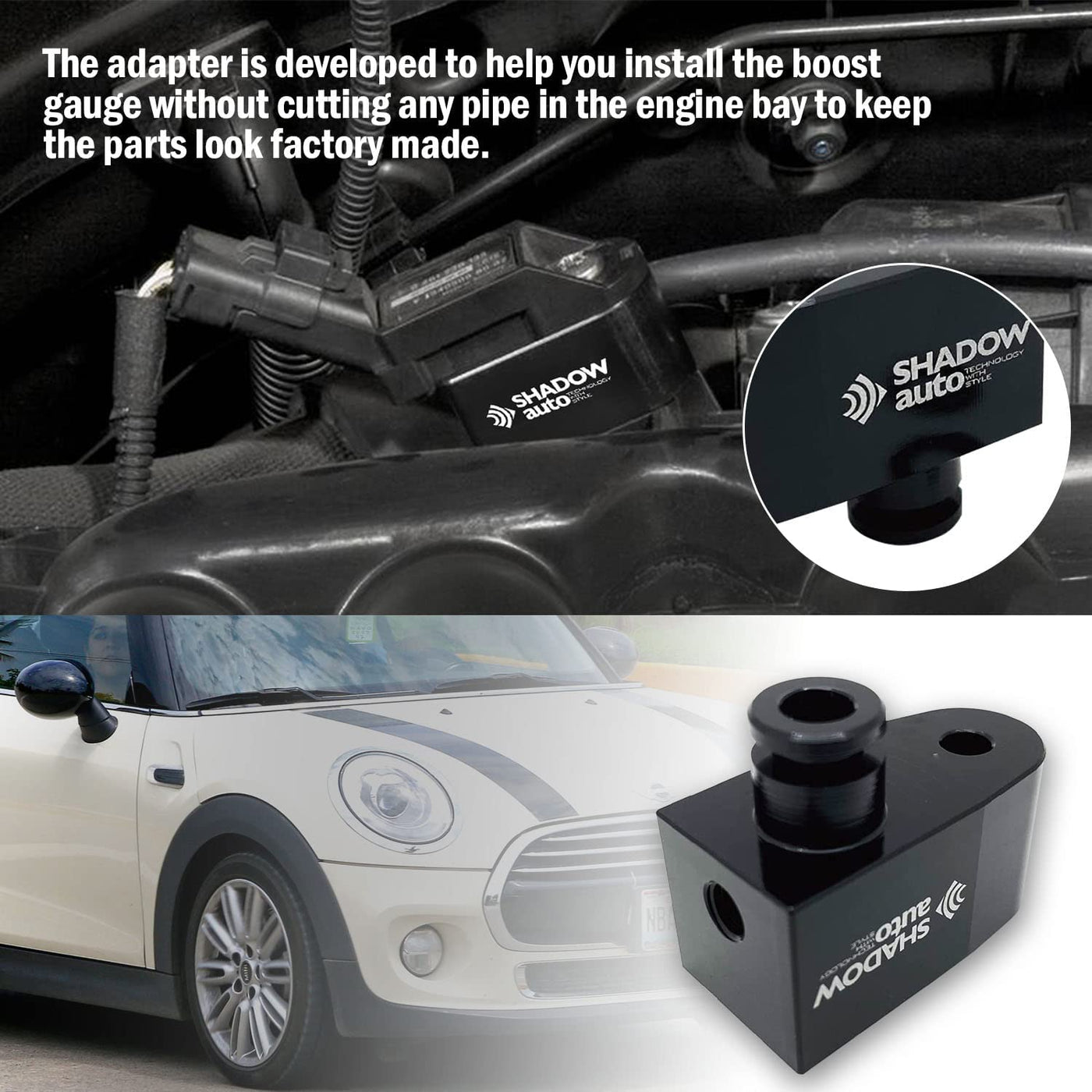 Direct Fit Boost Gauge Sensor Adapter for 2007-2013 Mini Cooper S R56 ...