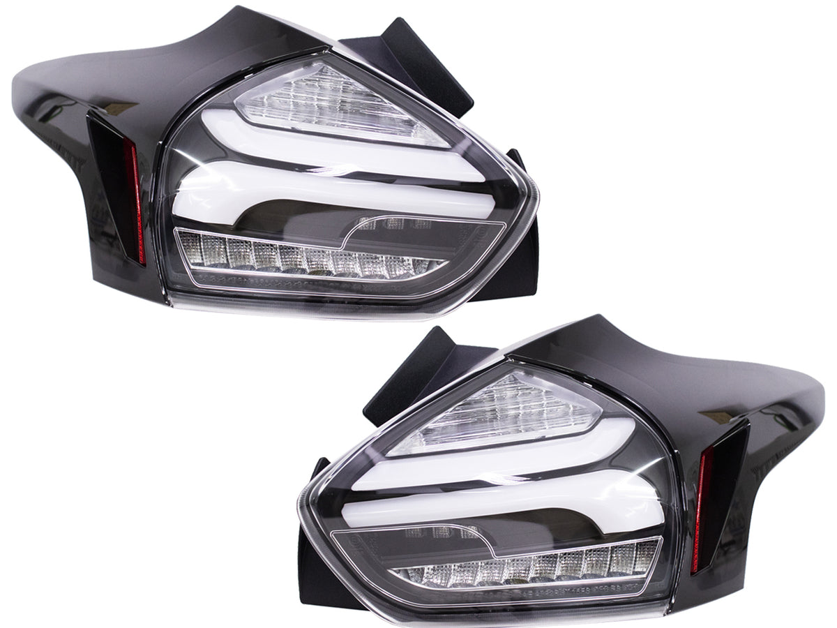 For 2015-2018 Ford Focus Mk3.5 3D/5D JDM Black LED Tail Lights Dynamic ...