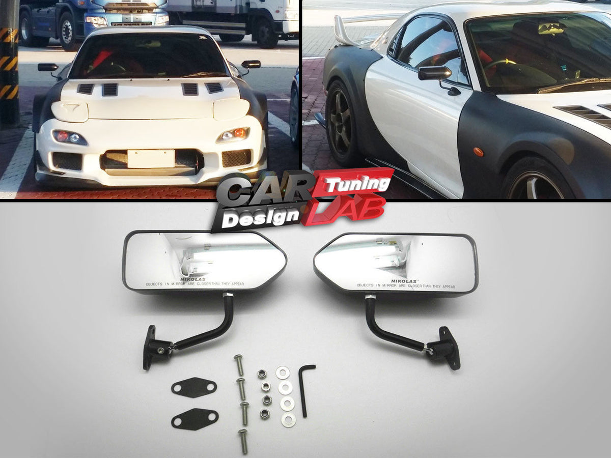 GP Black Glossy Race Small Mirrors Auto/Bike F1 Type Kit Side Wing Pai ...
