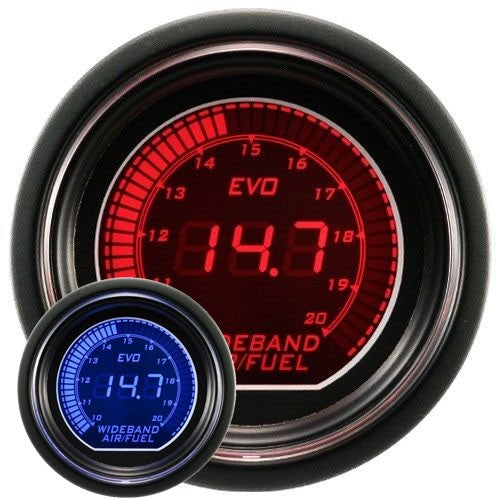 52MM DIGITAL EVO GAUGE WIDEBAND AIR FUEL RATIO METER RED/BLUE LED SMOK ...